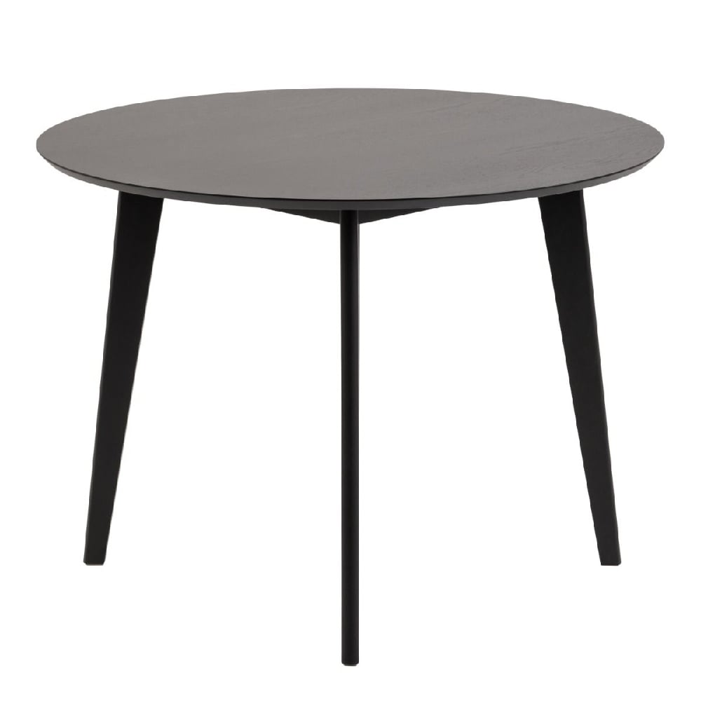 Riga Wooden Dining Table Round Small In Matt Black ...