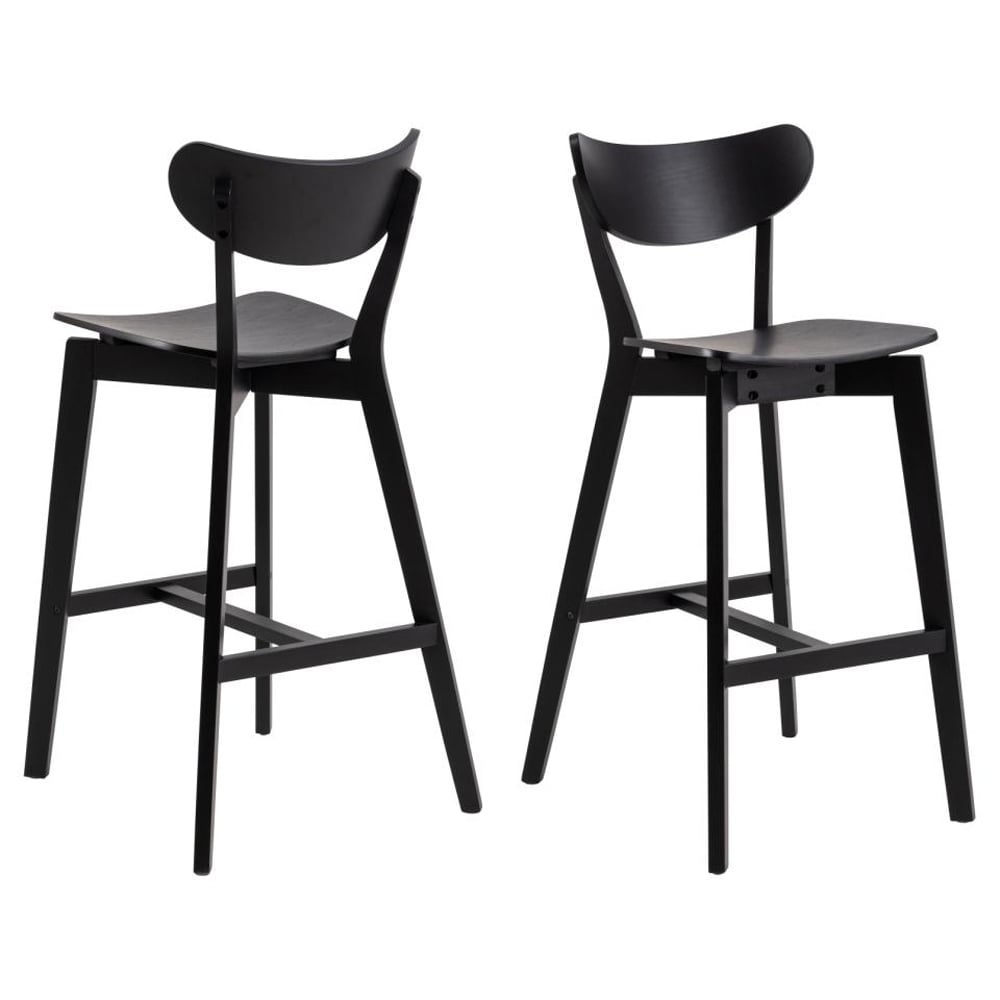 Reims Matt Black Wooden Bar Chairs In Pair - SimplyDiningRoomFurniture ...